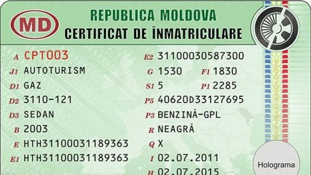 Guvernul va introduce un nou model de certificat de înmatriculare auto ...